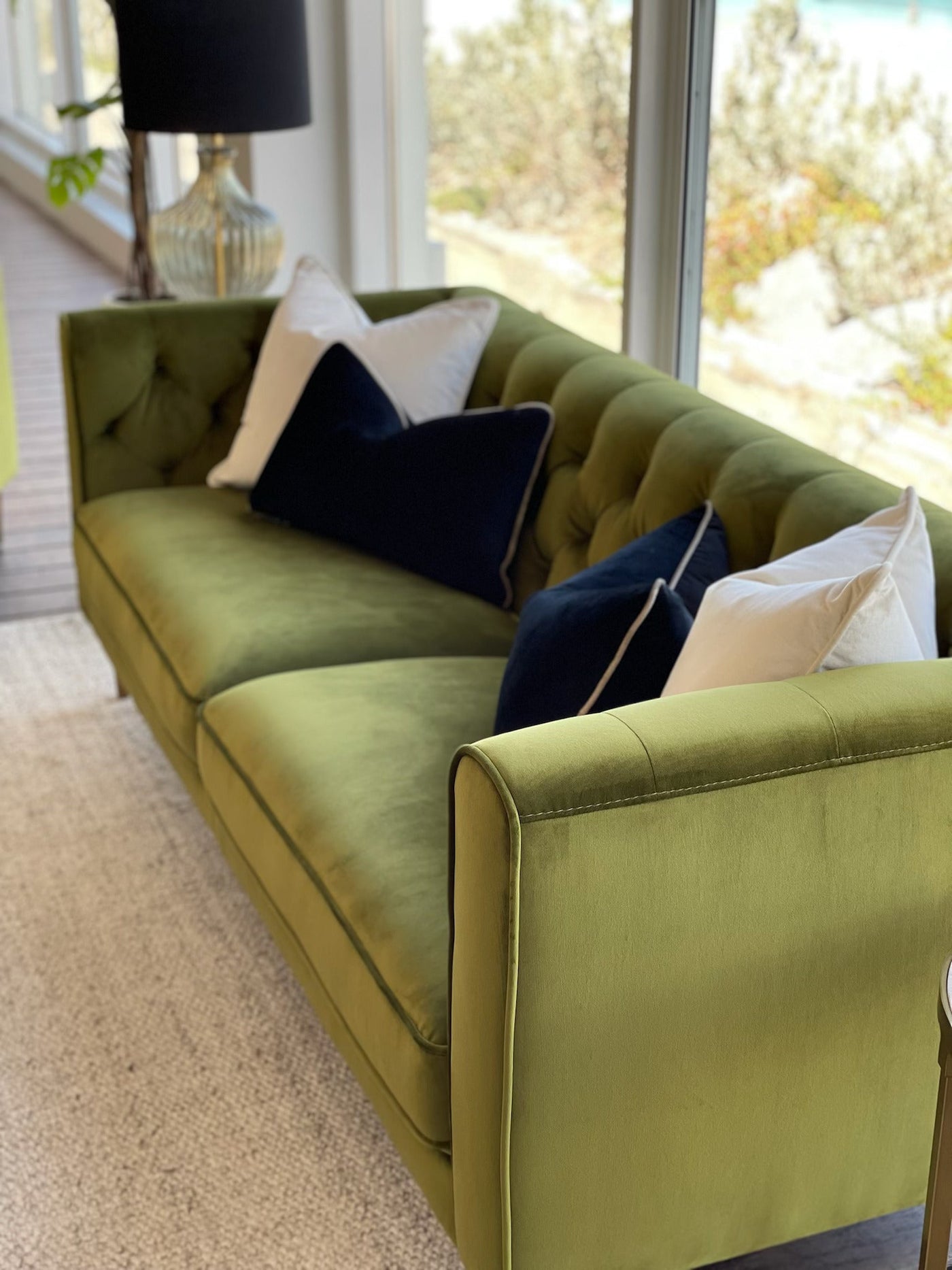 Buy Apple Green Velvet 3 Seater Bloomsburg Sofa in Bunbury Albany WA Furniture Barn